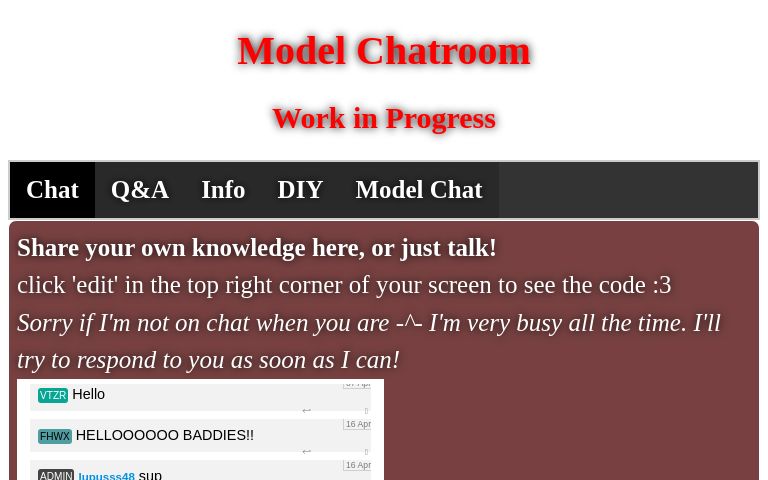 Model Chatroom ― Perchance Generator