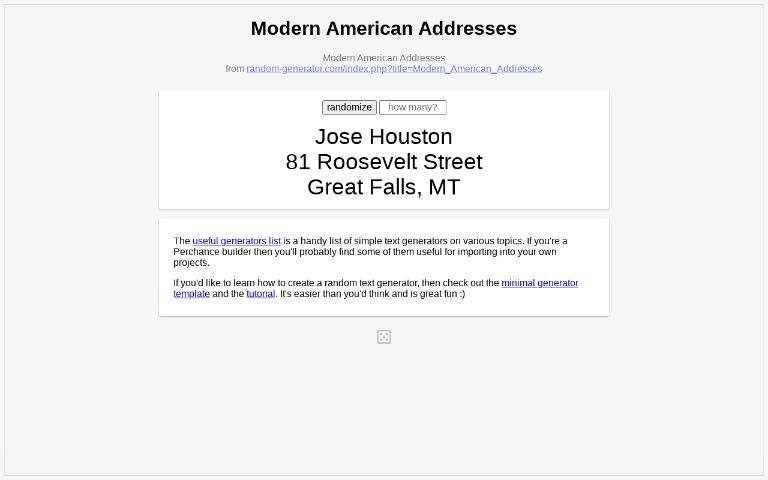 Modern American Addresses ― Perchance Generator