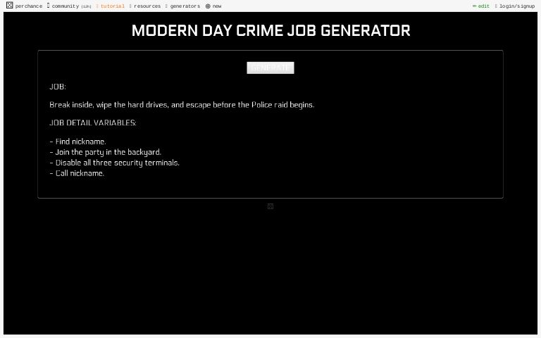 MODERN DAY CRIME JOB GENERATOR