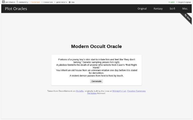 Modern Occult Oracle ― Perchance Generator