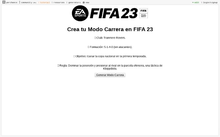 Crea tu Modo Carrera en FIFA 23 ― Perchance Generator