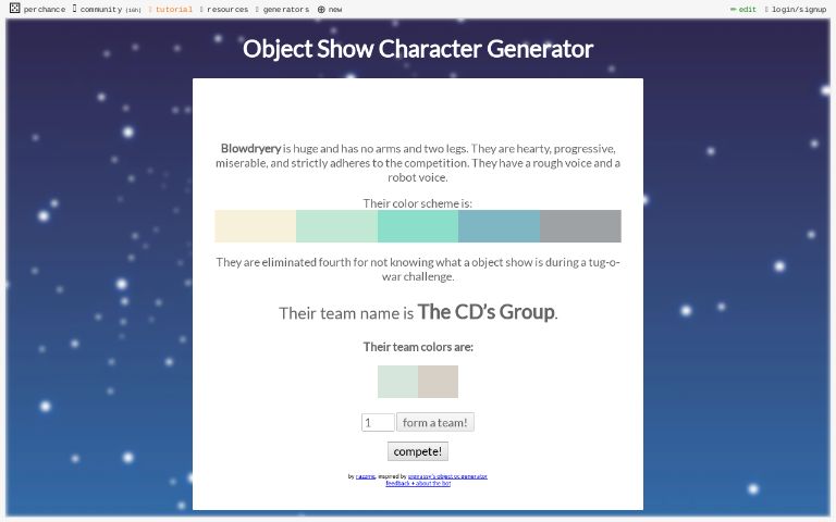 Object Show Character Generator