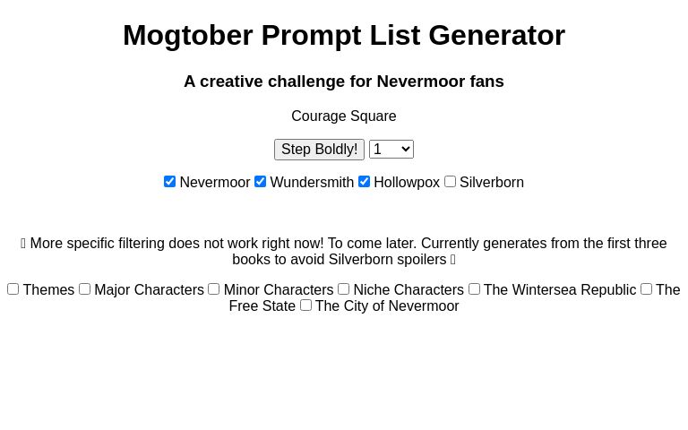 Mogtober Prompt List Generator