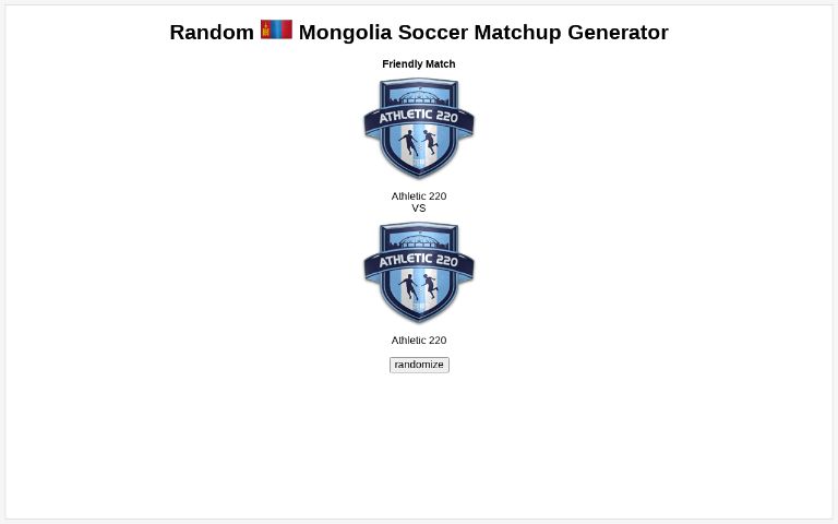 Random Mongolia Soccer Matchup Generator