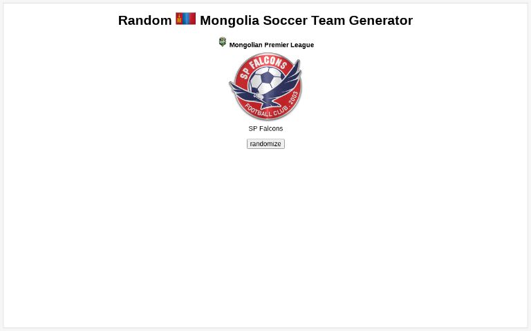 Random Mongolia Soccer Team Generator
