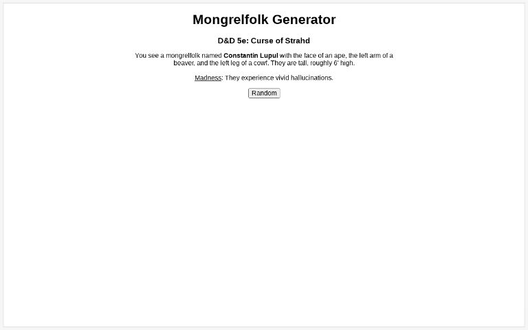 Mongrelfolk Generator