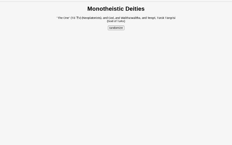Monotheistic Deities ― Perchance Generator