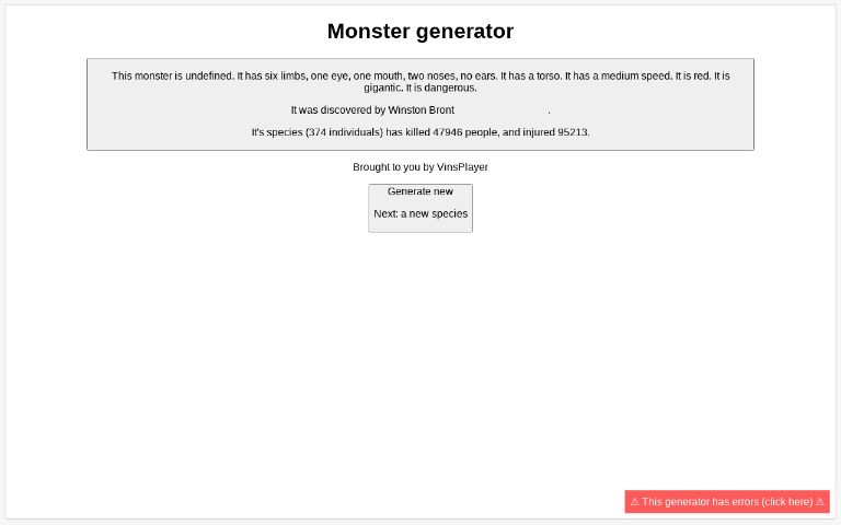Random monster generator