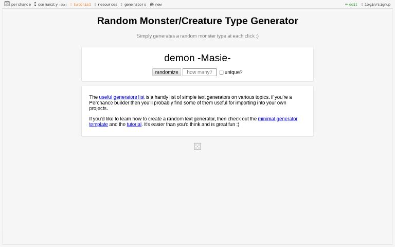Random Monster/Creature Type Generator