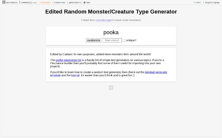 Edited Random Monster/Creature Type Generator