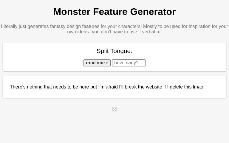 Monster Feature Generator