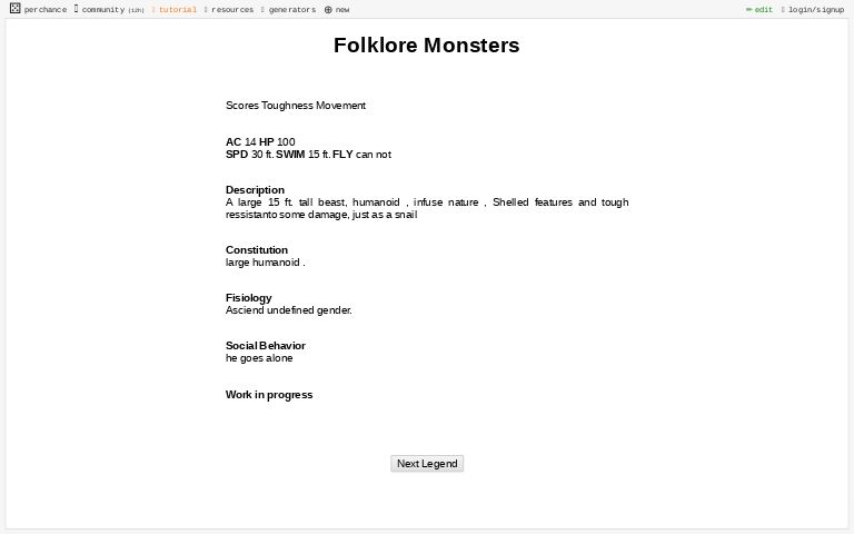 Folklore Monsters ― Perchance Generator