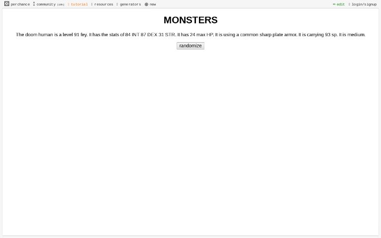 MONSTERS ― Perchance Generator