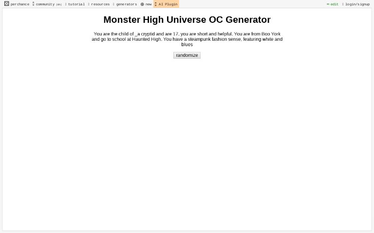 Monster High Universe OC Generator