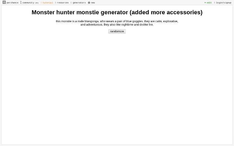 Monster hunter monstie generator (added more accessories)