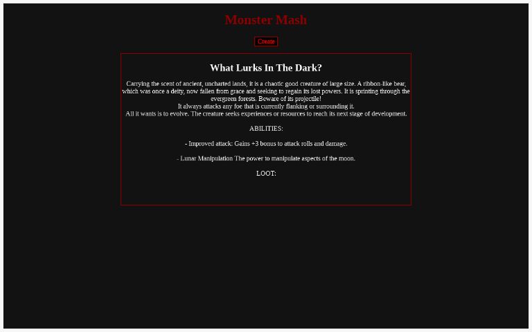 Monster Mash ― Perchance Generator