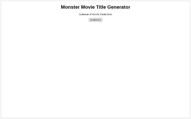 Monster Movie Title Generator