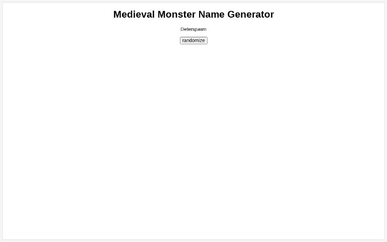Medieval Monster Name Generator