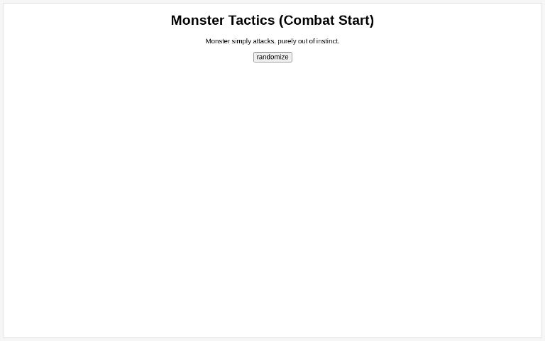 Monster Tactics (Combat Start) ― Perchance Generator
