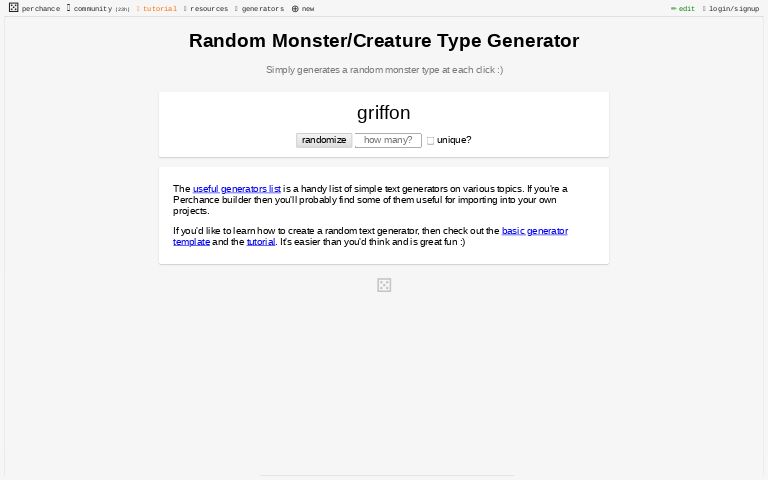 Random Monster/Creature Type Generator