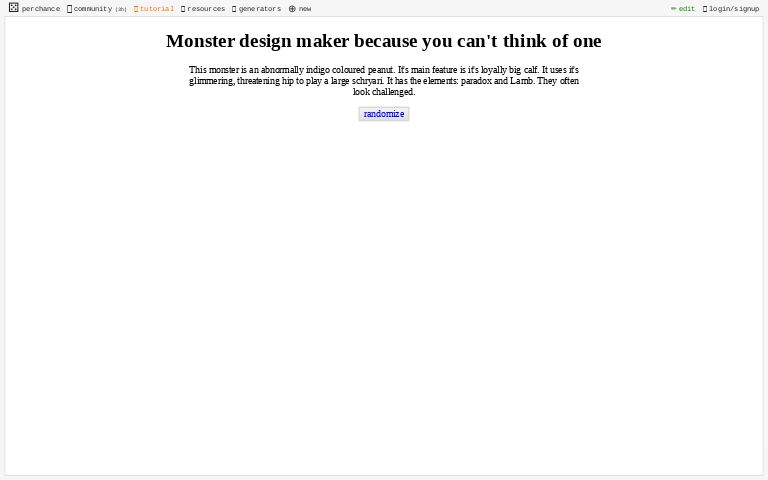 Monster design maker because you can't think of one ― Perchance Generator