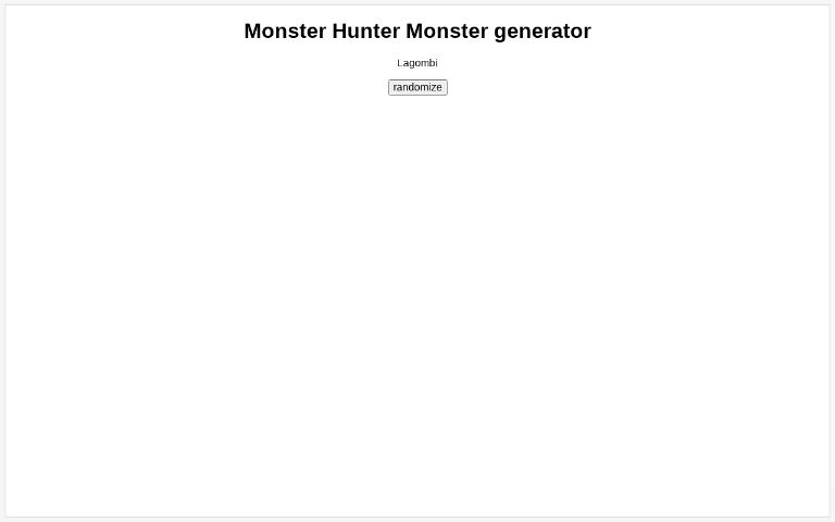 Monster Hunter Monster generator