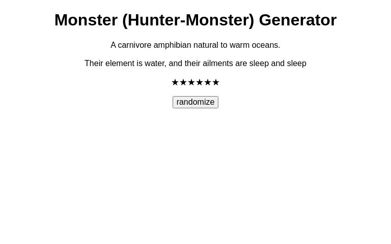 Monster (Hunter-Monster) Generator