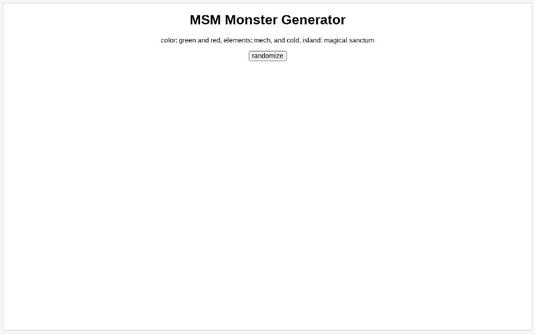 MSM Monster Generator