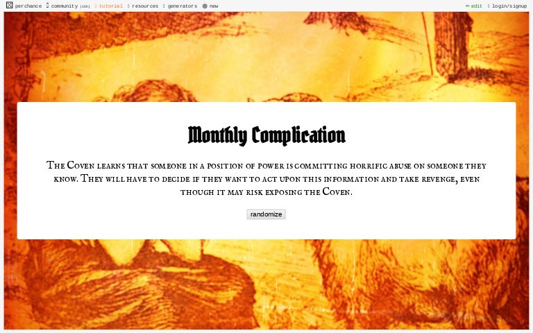 Monthly Complication ― Perchance Generator