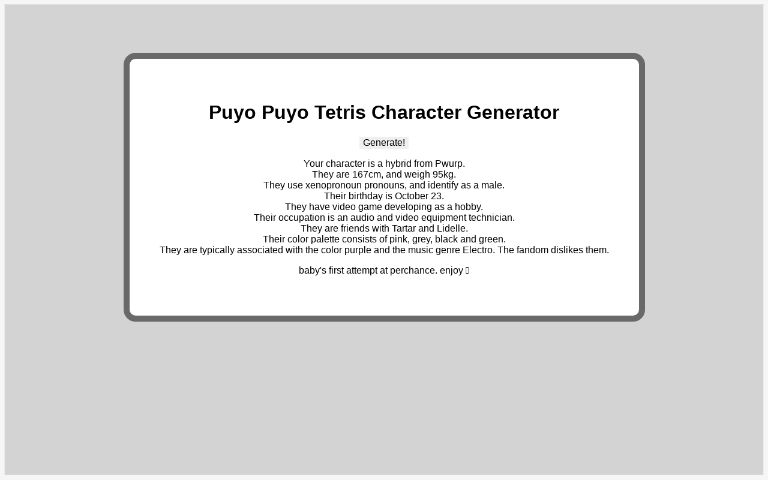 Puyo Puyo Tetris Character Generator