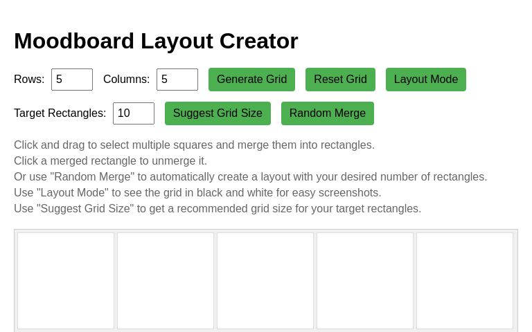 Moodboard Layout Creator ― Perchance Generator