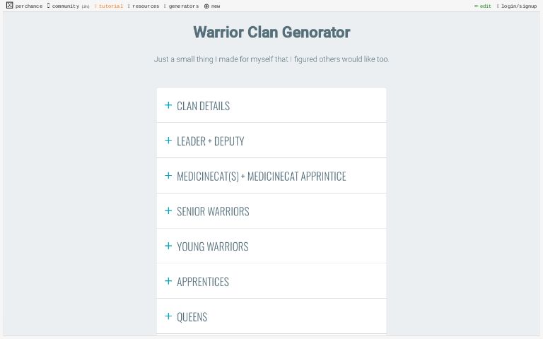 Warrior Clan Genorator ― Perchance Generator