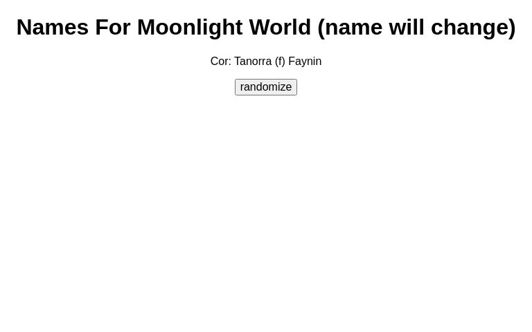 Names For Moonlight World (name will change) ― Perchance Generator