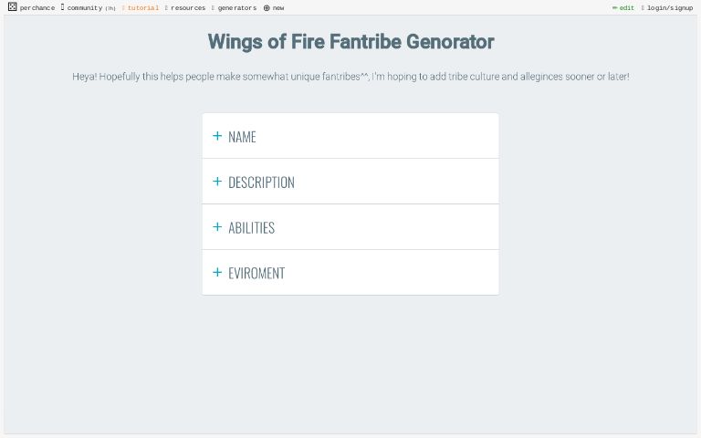 Wings of Fire Fantribe Genorator ― Perchance Generator