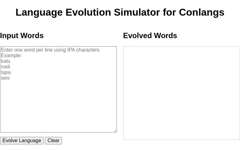 Language Evolution Simulator for Conlangs ― Perchance Generator