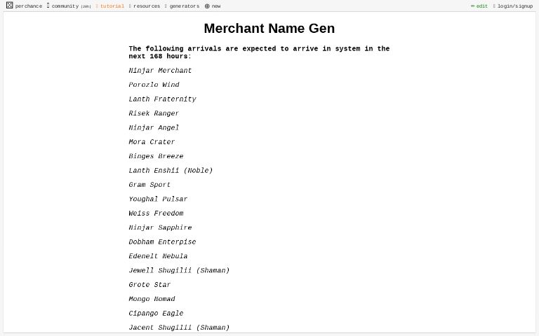 Merchant Name Gen ― Perchance Generator