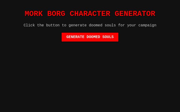 MORK BORG CHARACTER GENERATOR