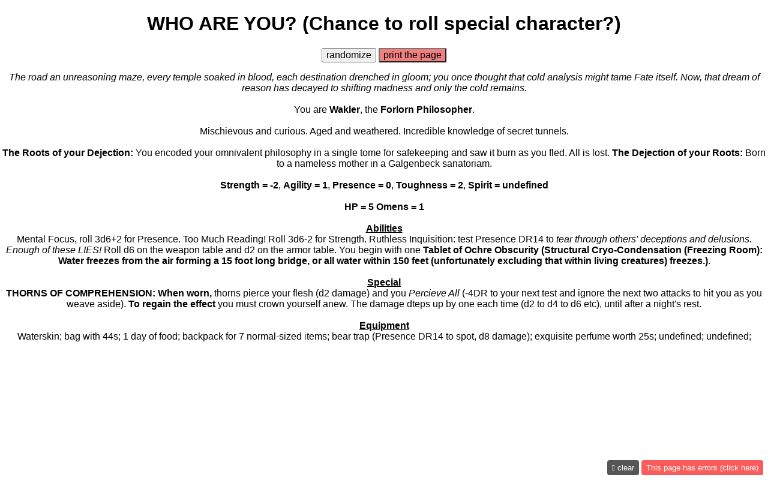 WHO ARE YOU? (Chance to roll special character?) ― Perchance Generator