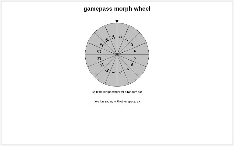 gamepass morph wheel ― Perchance Generator