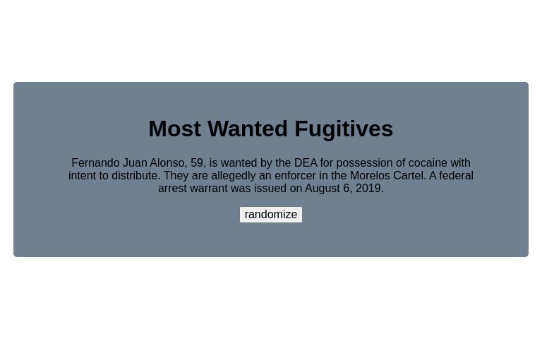 Most Wanted Fugitives ― Perchance Generator