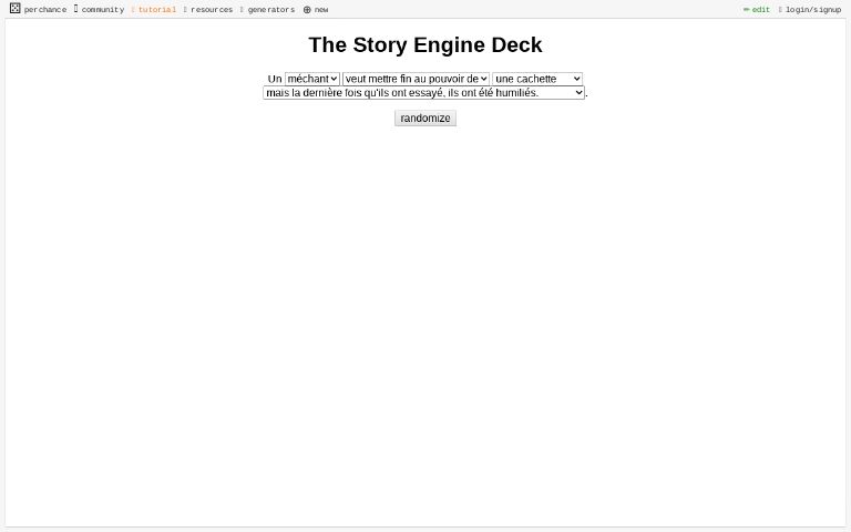 The Story Engine Deck ― Perchance Generator