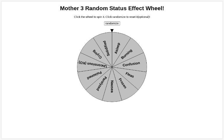 Mother 3 Random Status Effect Wheel! ― Perchance Generator