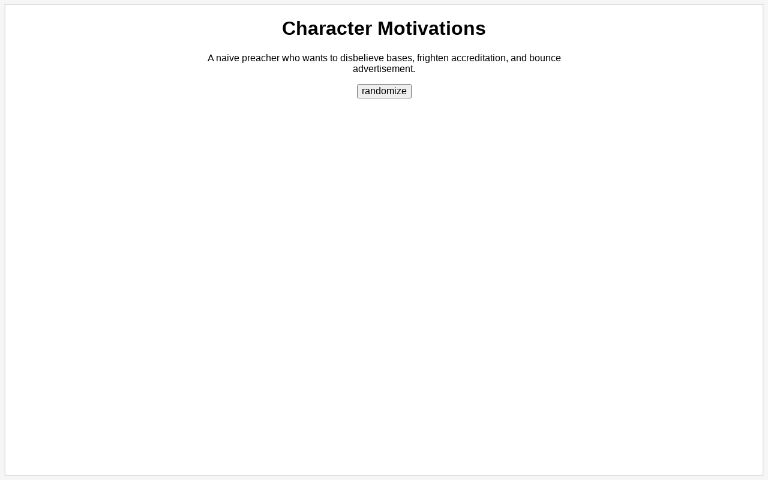 Character Motivations ― Perchance Generator