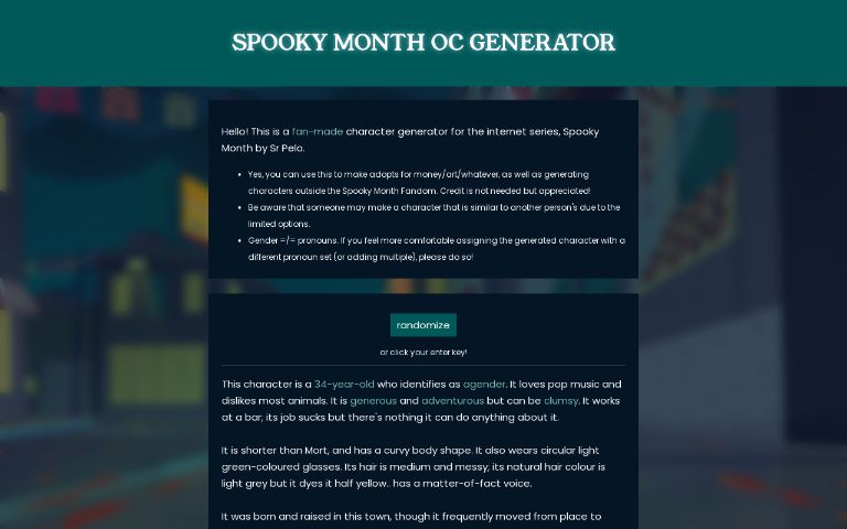 SPOOKY MONTH OC GENERATOR