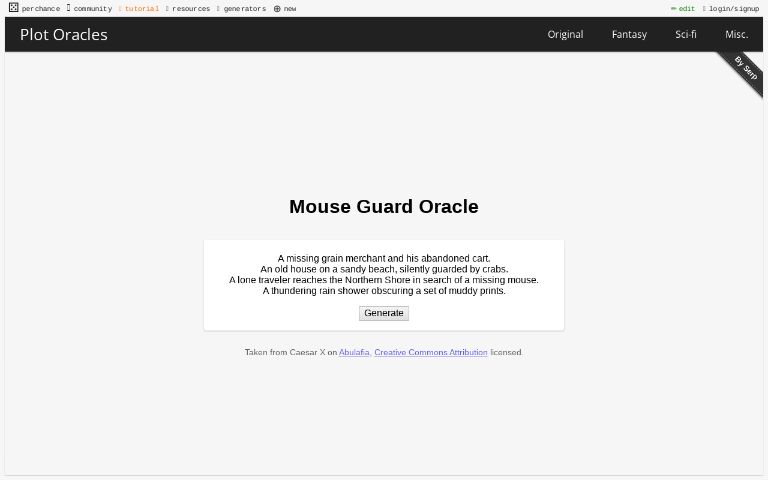 Mouse Guard Oracle ― Perchance Generator