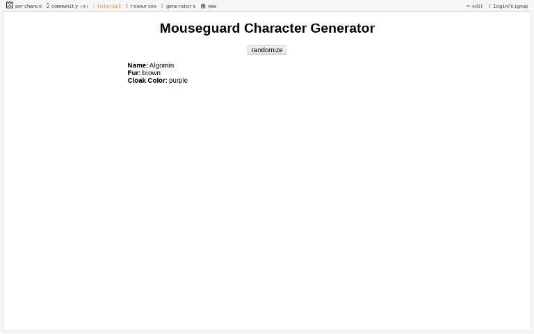 Mouseguard Character Generator