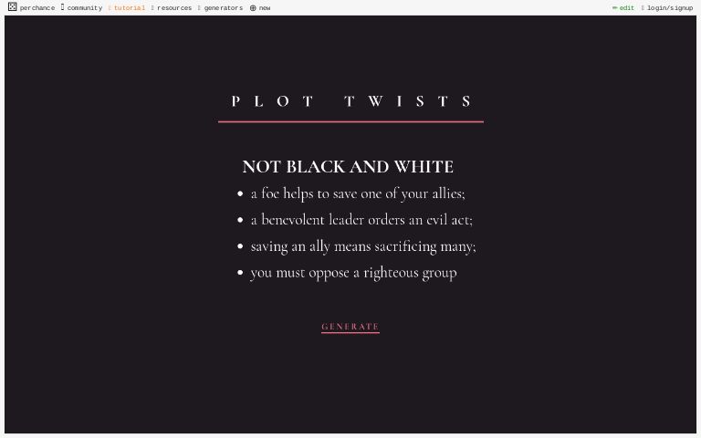 Plot Twists ― Perchance Generator