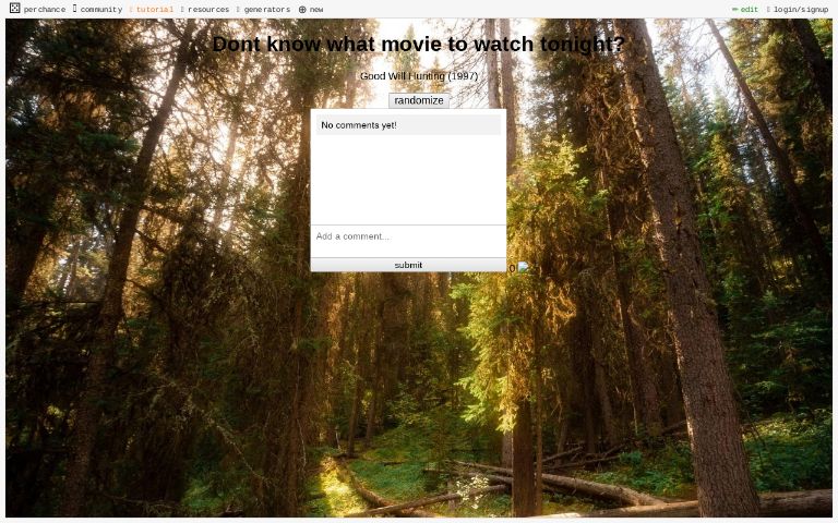 Dont know what movie to watch tonight? ― Perchance Generator