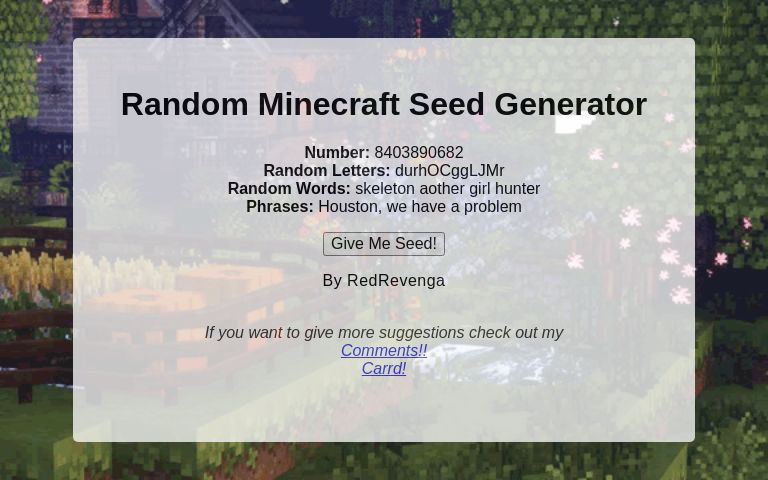 Random Minecraft Seed Generator