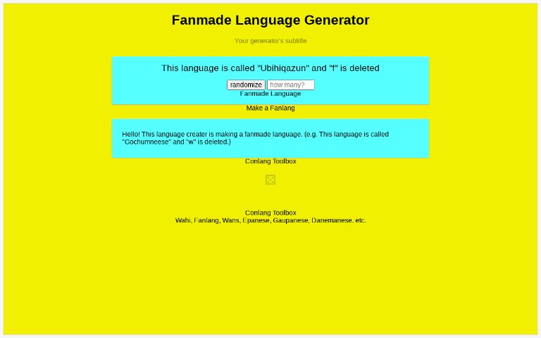 Fanmade Language Generator